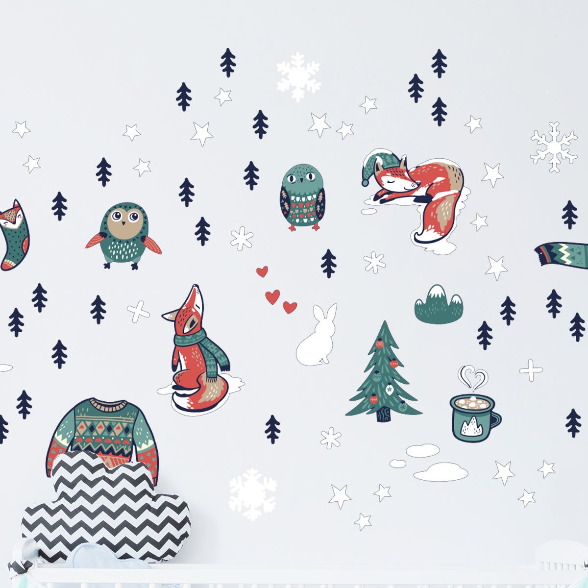 Stickers Noël renards hivernales - Autocollants stickers adhésifs noël ...