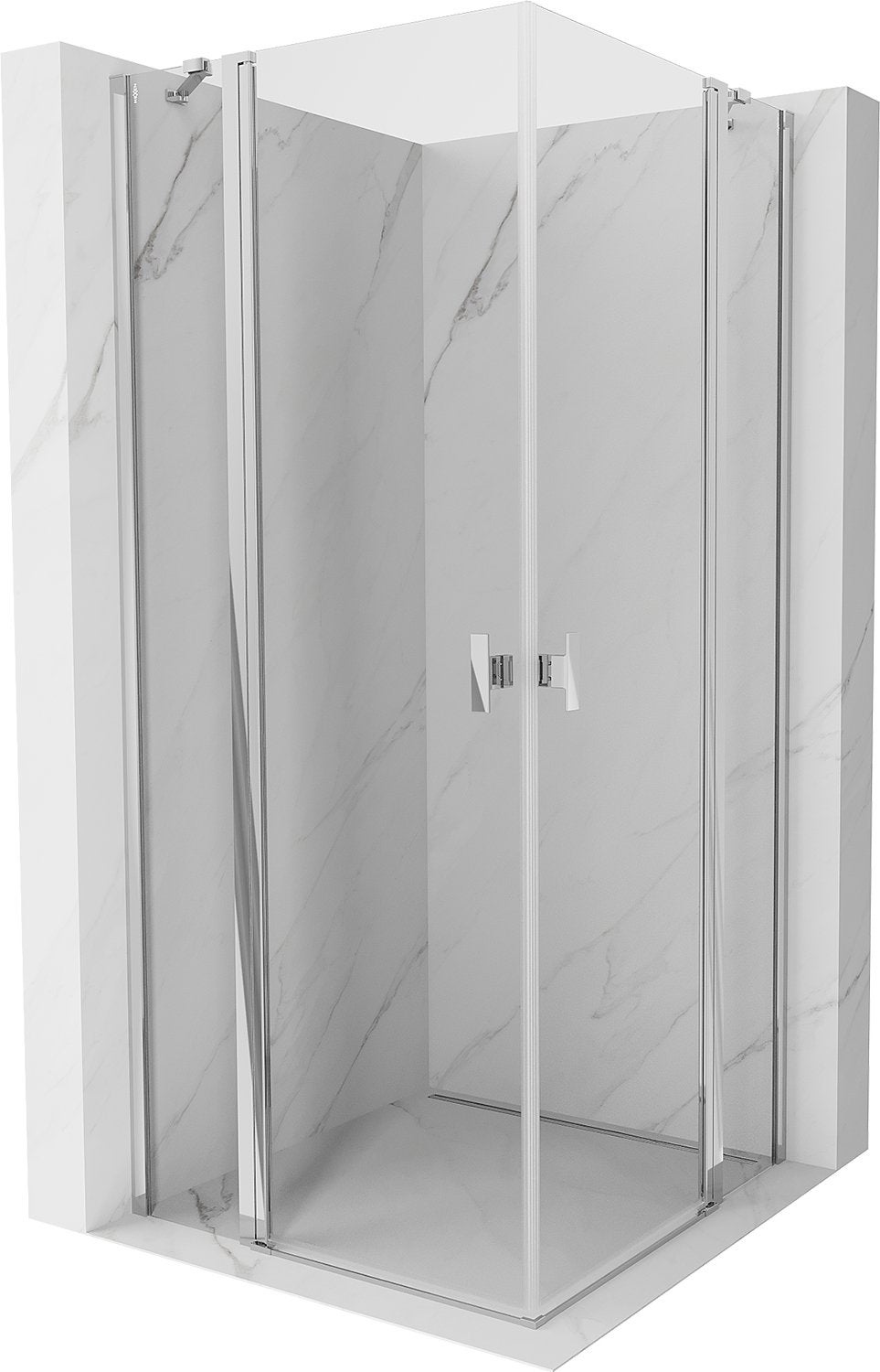 Cabina de ducha abatible Mexen Mist Duo 105 x 105 cm, transparente, cromo - 8A4-105-105-01-00 ...