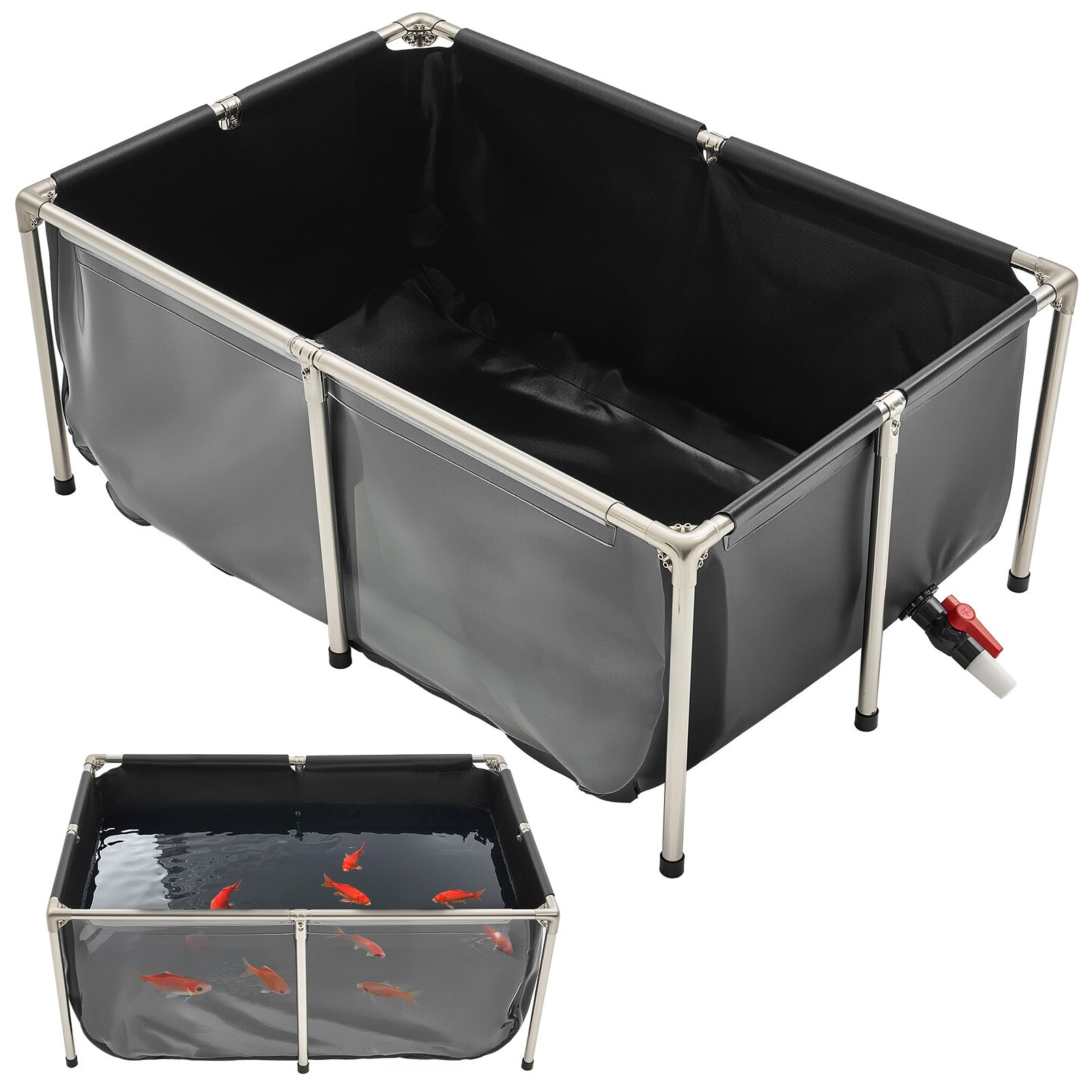 Bassin à Poissons Hors Sol,Capacité VEVOR 480 L,Étang à Poissons en ...