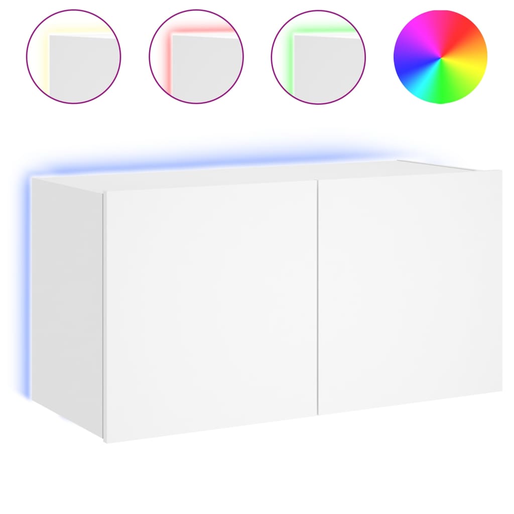 Mueble de TV de pared con iluminación LED blanca 80x35x41 cm | Leroy Merlin