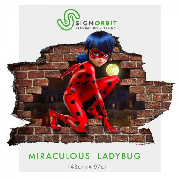 MIRACULOUS LADY BUG 002 - Sticker mural graphique 3D pour mur - Le ...