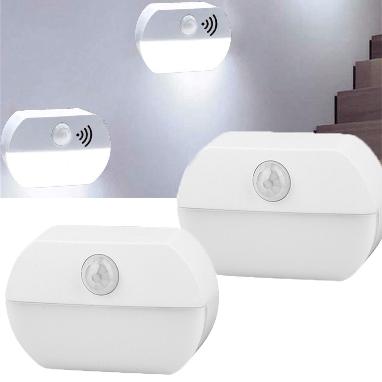 Paquete de 2 luces LED nocturnas con sensor de movimiento, luz de gabinete recargable por USB ...