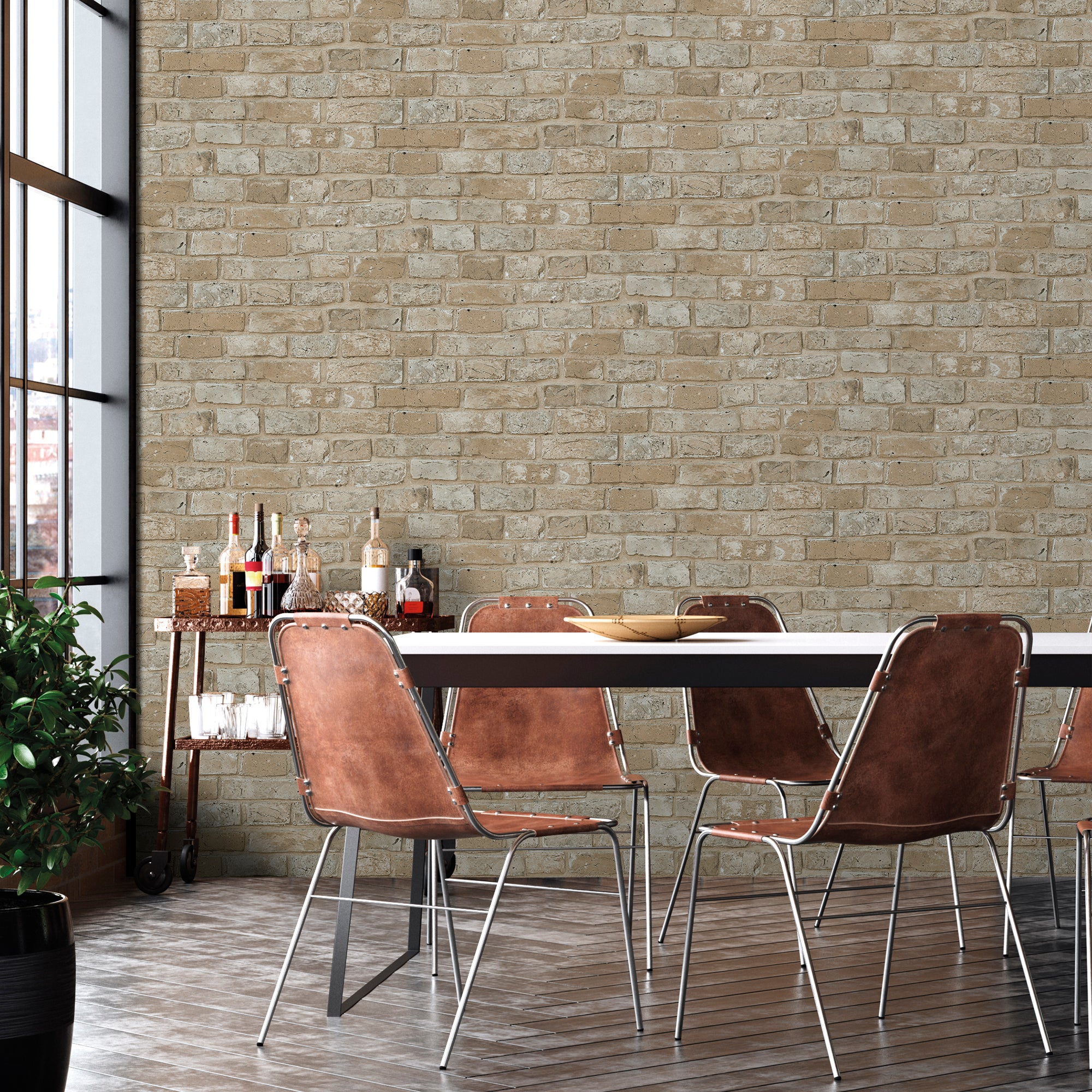 Papier peint texture brique beige | Leroy Merlin