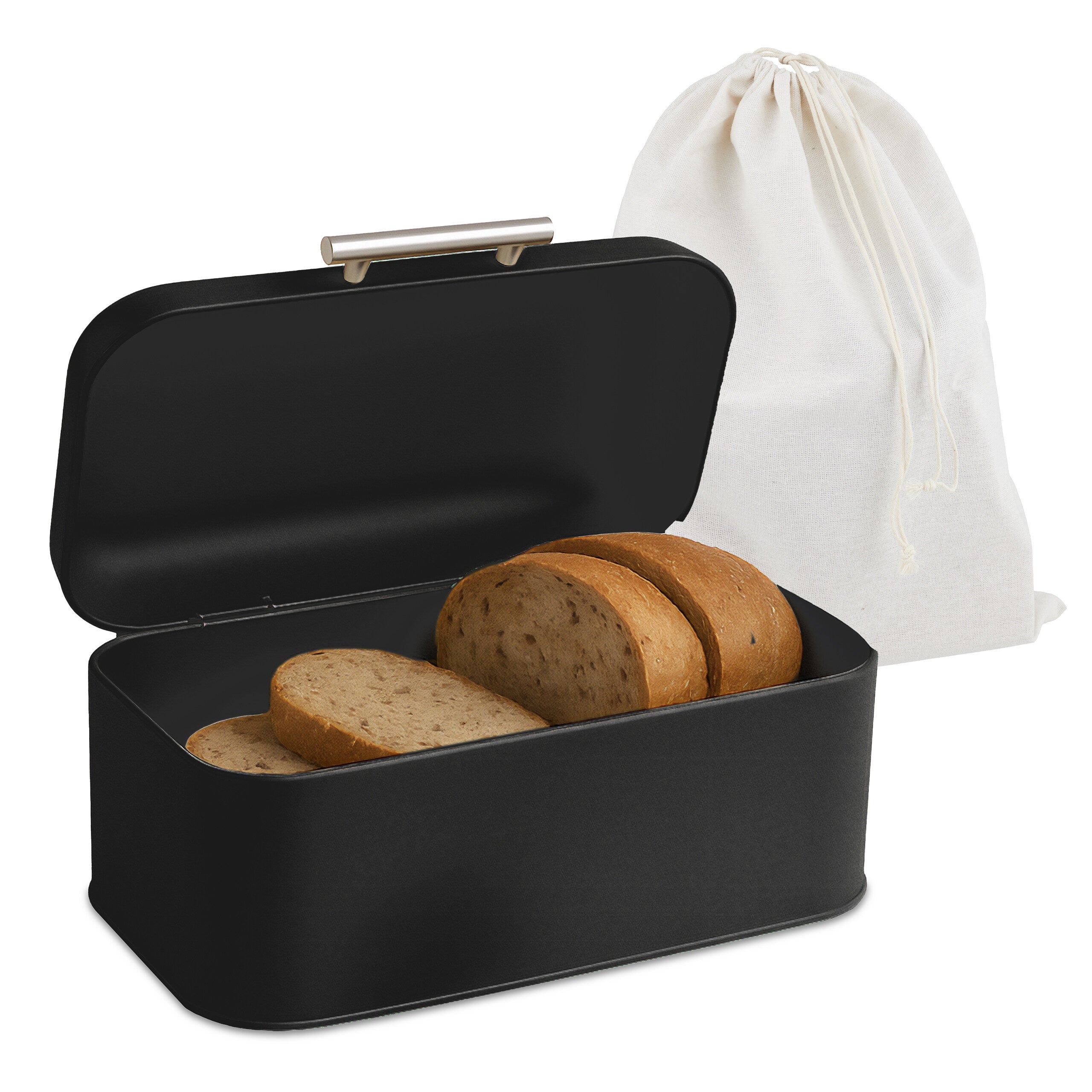 Relaxdays Panera con bolsa para pan, caja con tapa y asa, HBT: 15,5 x ...