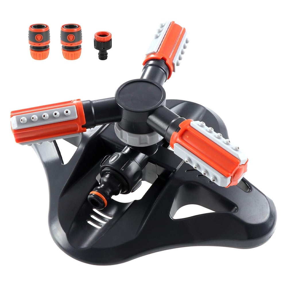 Aspersor de jardín, aspersor automático de 3 brazos con rotación de 360 ...