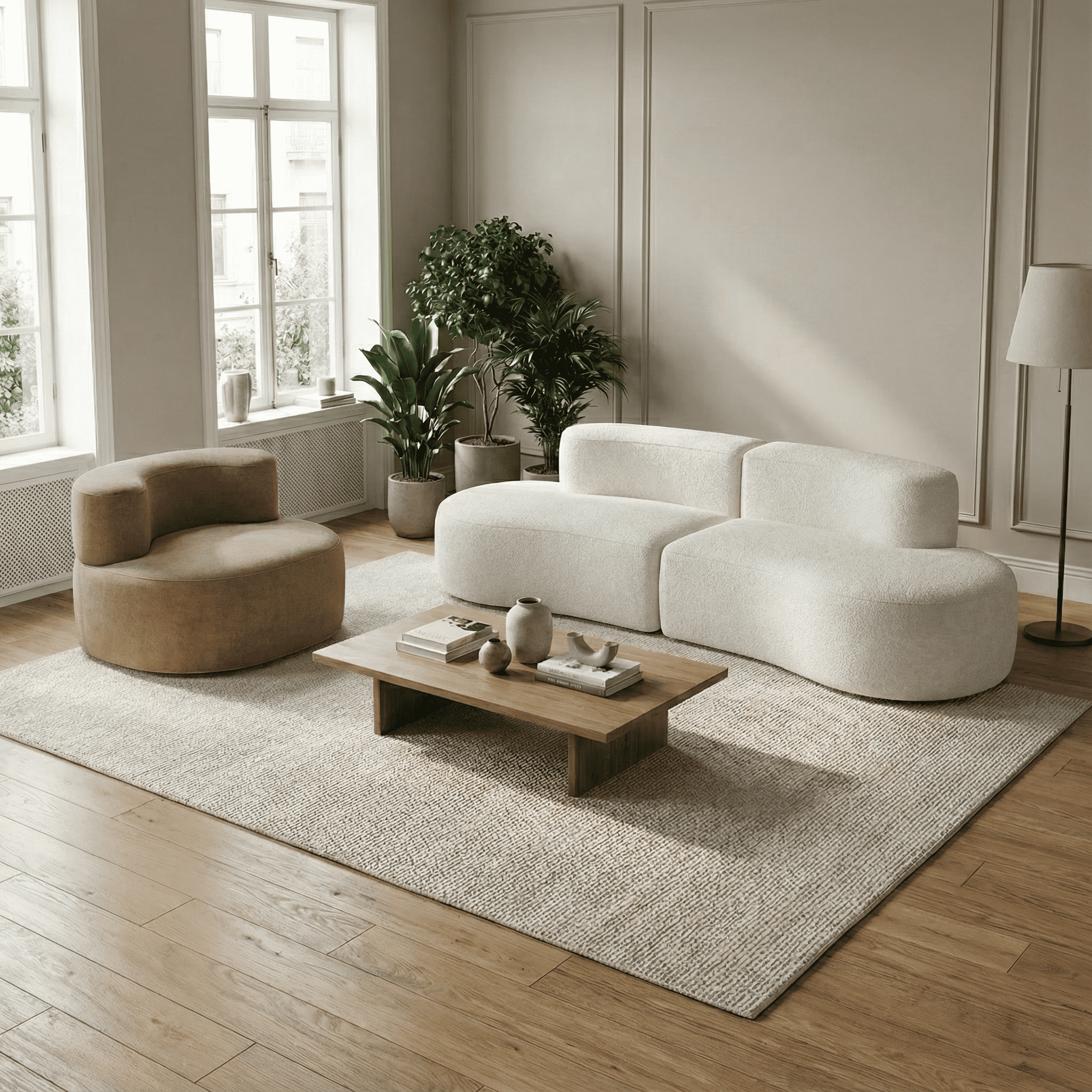 Pack Lounge Canapé et fauteuil - blanc et sable | Leroy Merlin