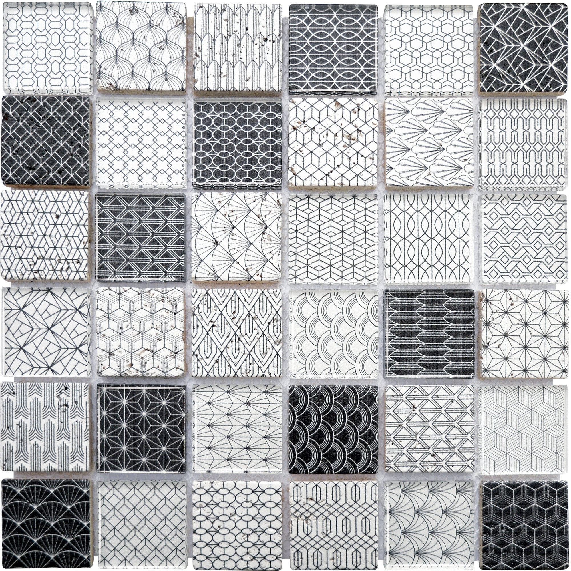 MOSAIQUE ART DECO VERRE TRAVERTIN 1 PLAQUE 30,5 x 30,5 CM CASA LINEA ...