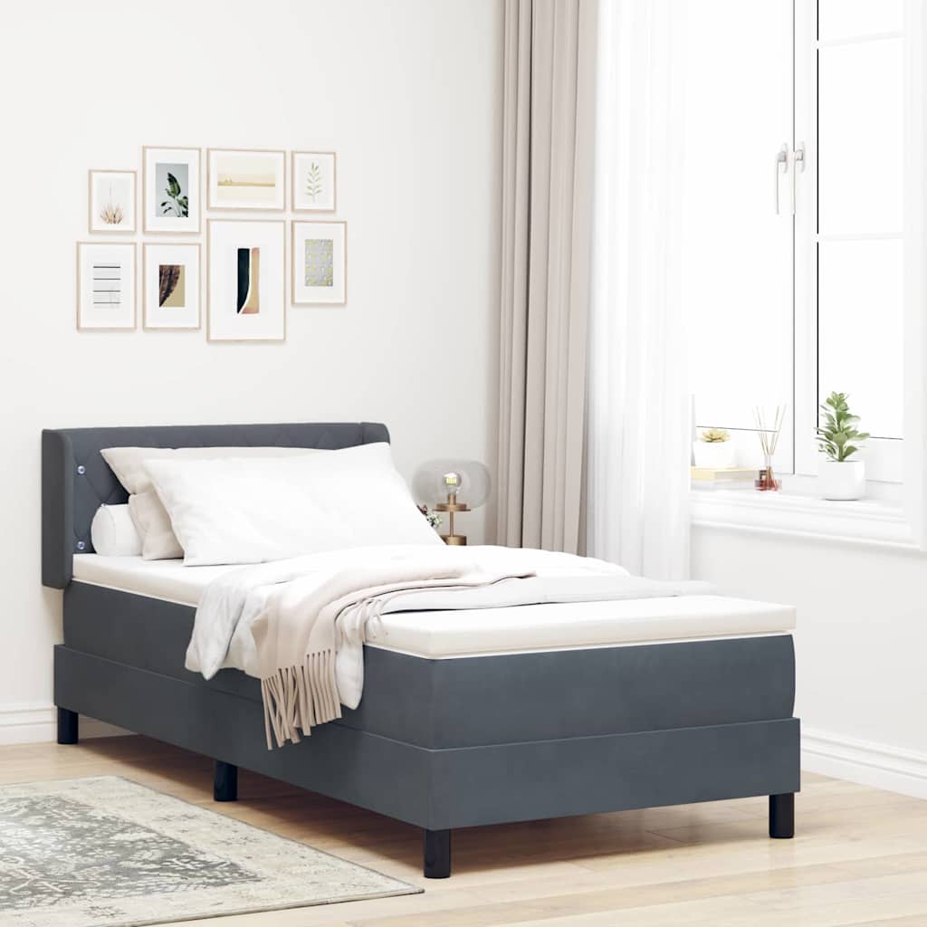 Cama tipo Box Spring Gris oscuro 190 x 90 cm Poliéster | Leroy Merlin