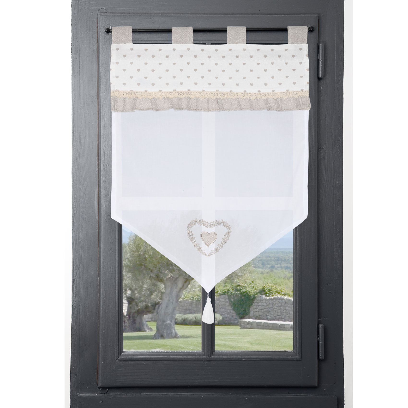 Brise bise en pointe à petits cœurs - Ecru - 45 x 60 cm - Coton | Leroy ...