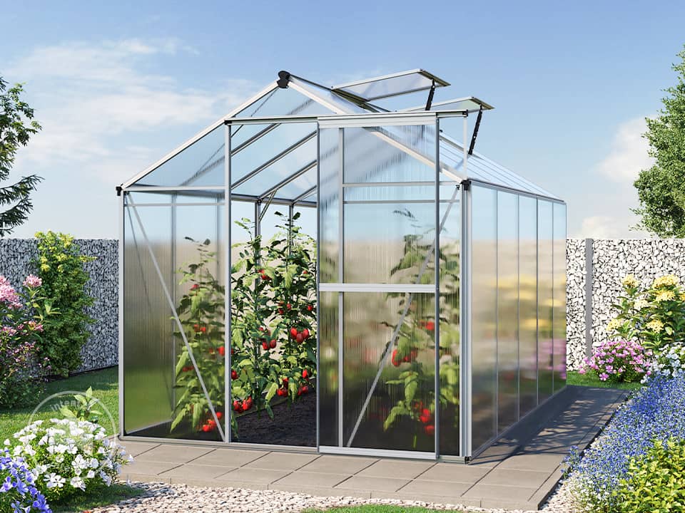 GFP Serre de jardin Jasmin 5 structure en aluminium 192 x 317 cm panneaux en polycarbonate ...