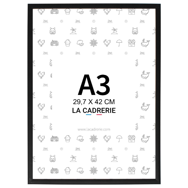 Cadre format A3 - 29,7x42 cm en aluminium - Noir mat - Vitre en verre ...