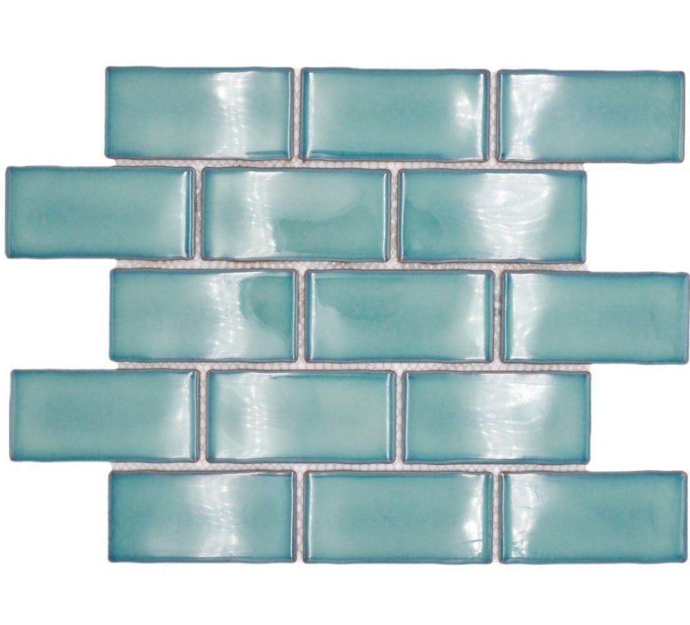 Mosaico de pared con efecto cerámico verde brillante - 10 láminas de ...