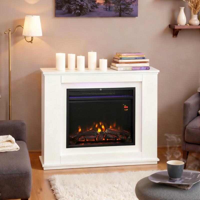 Cheminée électrique 1000W/2000W fausse cheminée effet flamme à 12 ...