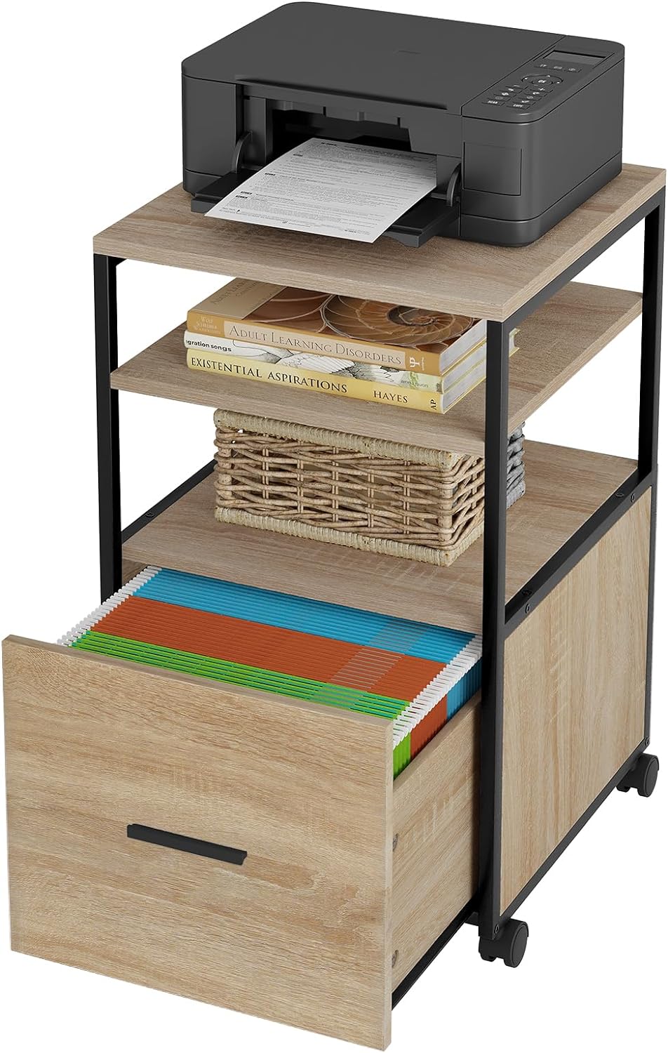 Caisson de Bureau à roulettes，Meuble de Rangement 40x40x66cm，Armoire ...