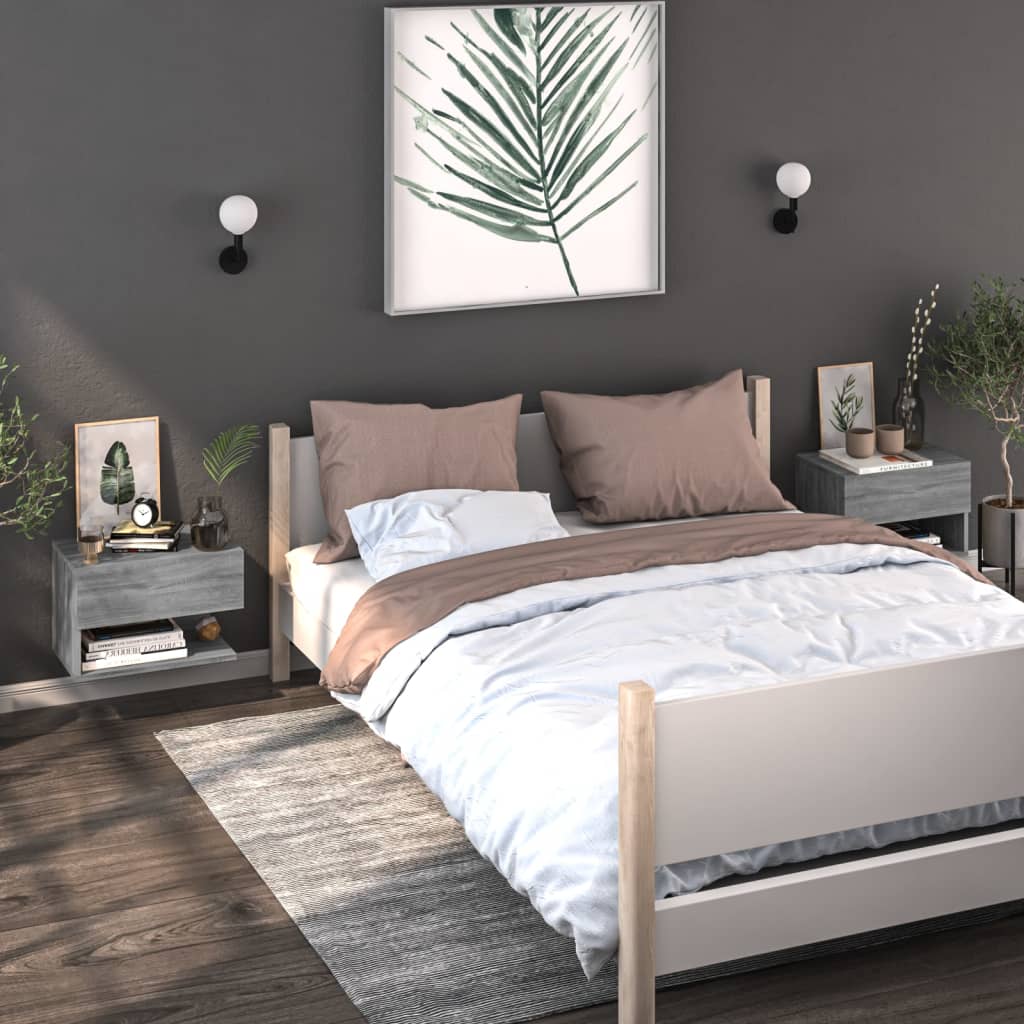 Tables de chevet murales 2 pcs Sonoma gris | Leroy Merlin