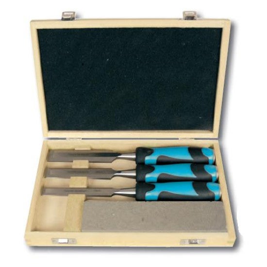 Coffret de 3 ciseaux à bois à manche bi-matière + 1 pierre - 780.500.03 | Bricoman