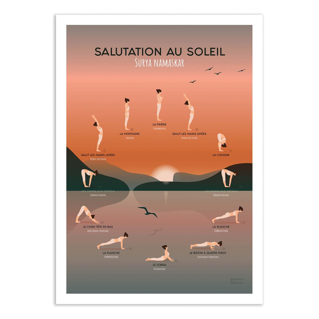 Affiche d’art 30 x 40 cm - Yoga Salutation au soleil - Frog Posters ...