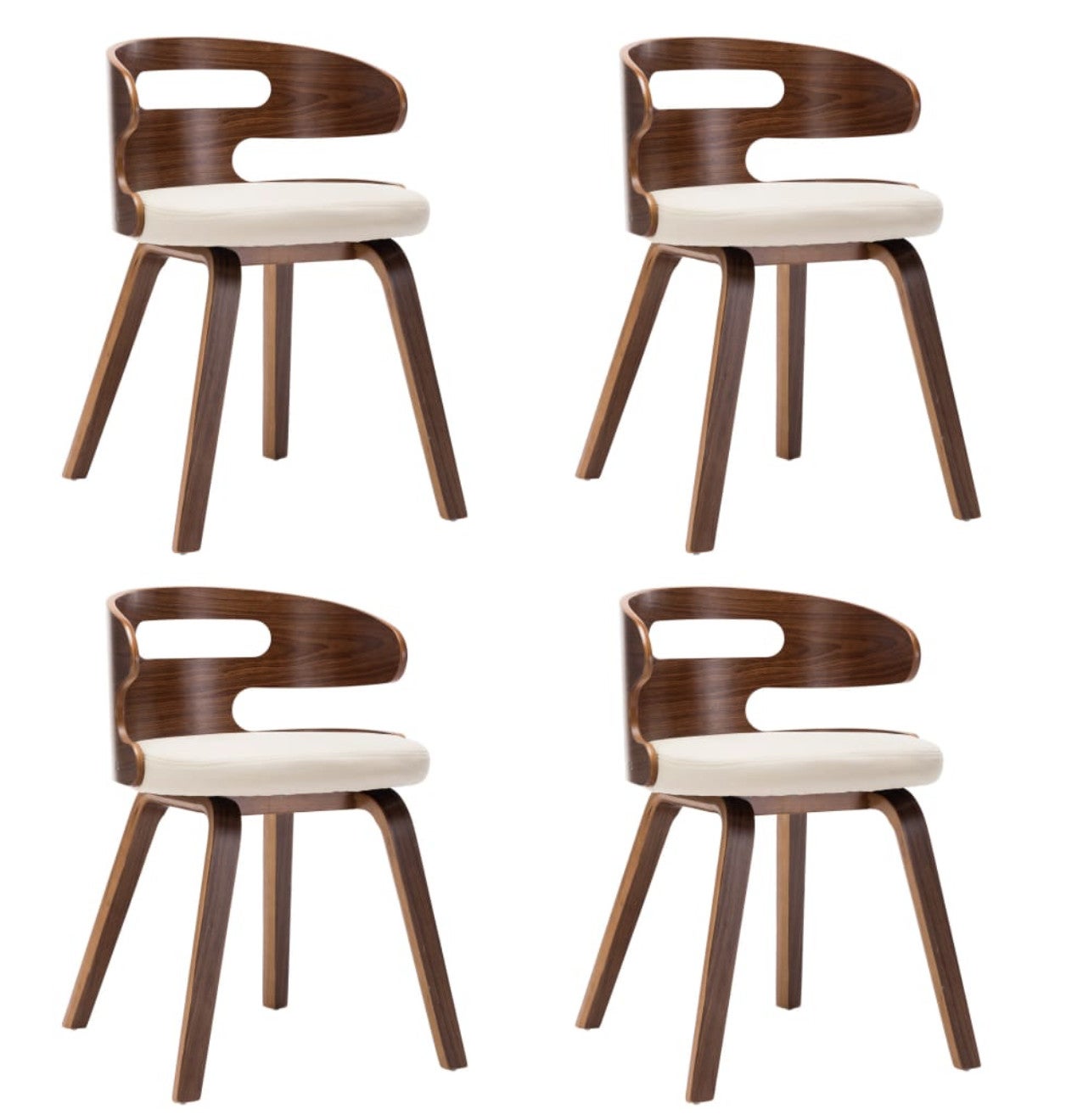 Chaise de salle à manger bois courbé foncé et simili cuir beige ...