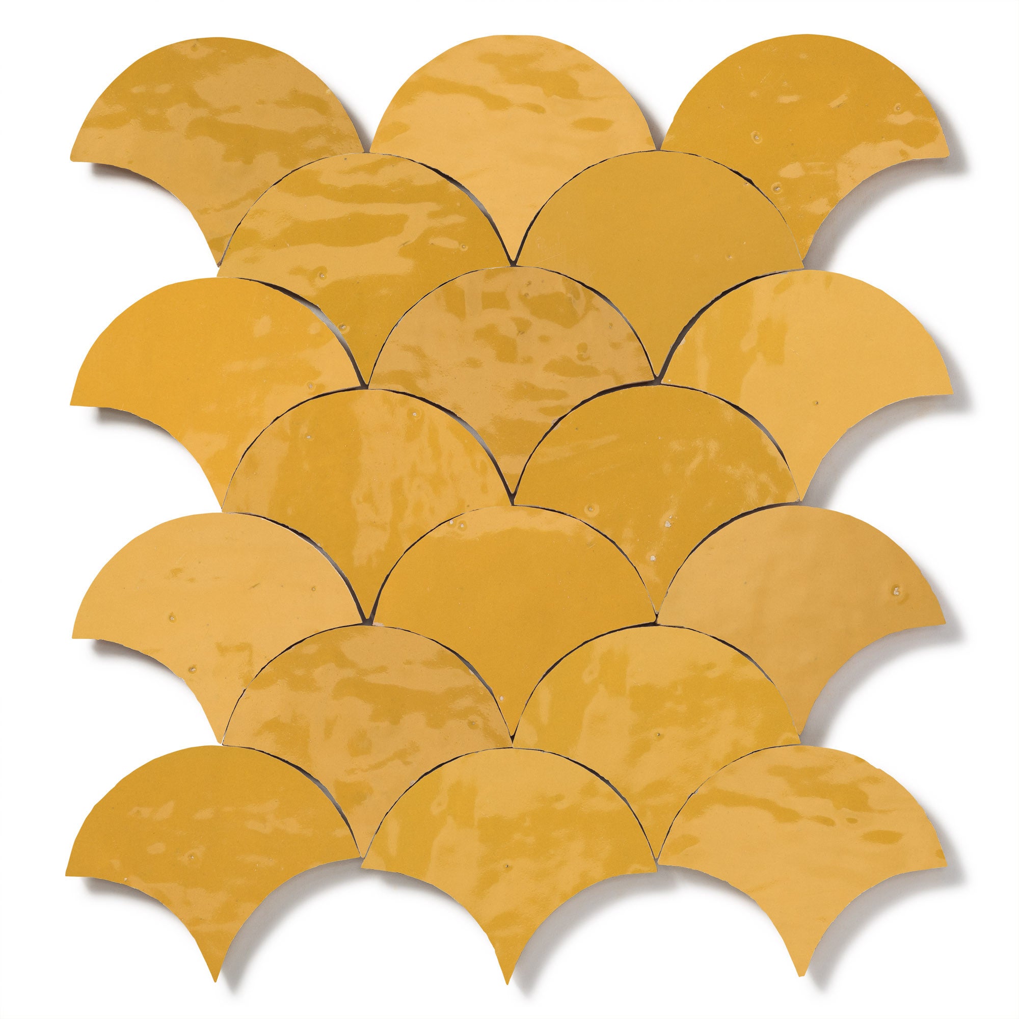Zellige Marocain Artisanal Véritable - Jaune Moutarde Ecaille grand ...