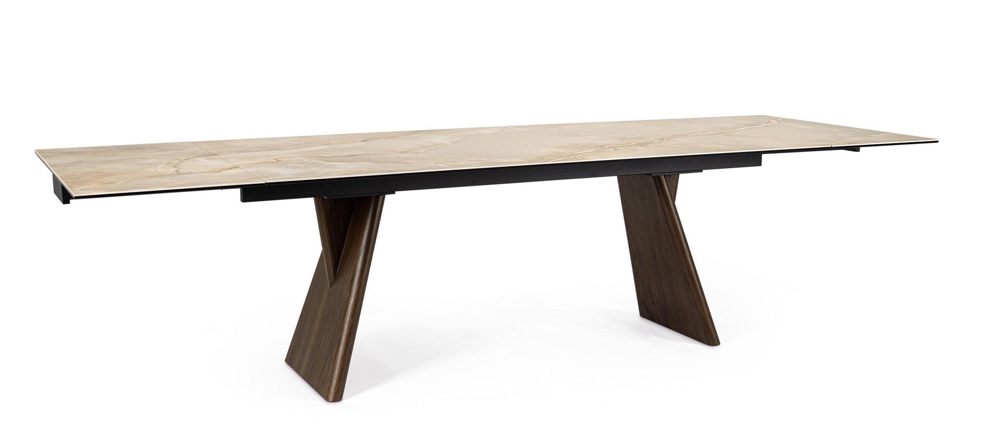 Mesa extensible "Maikki" 200/300×100 Nogal/Ónix, tablero de cerámica y ...