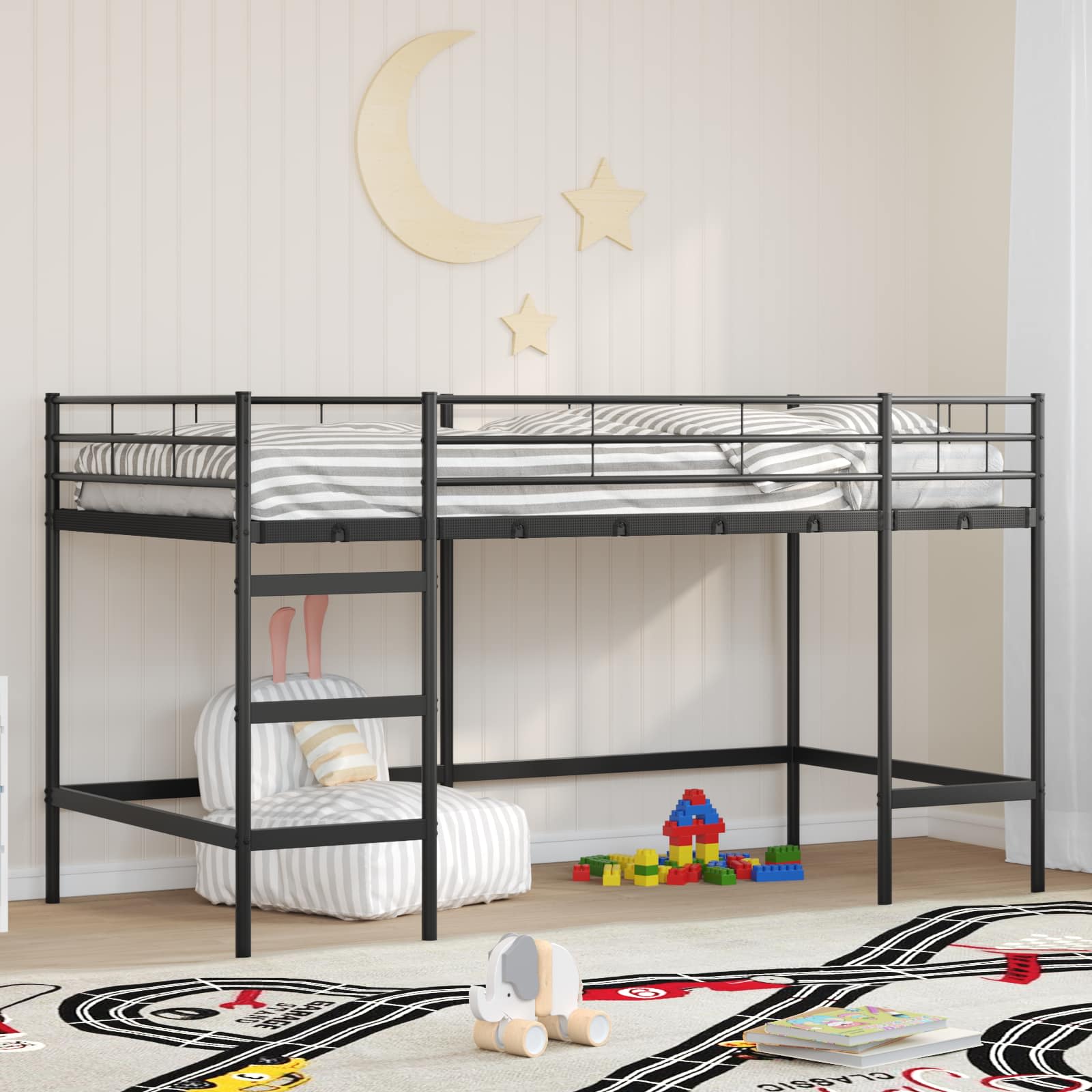 Estructura de litera para niños Negro 99,5 x 200 cm Acero | Leroy Merlin