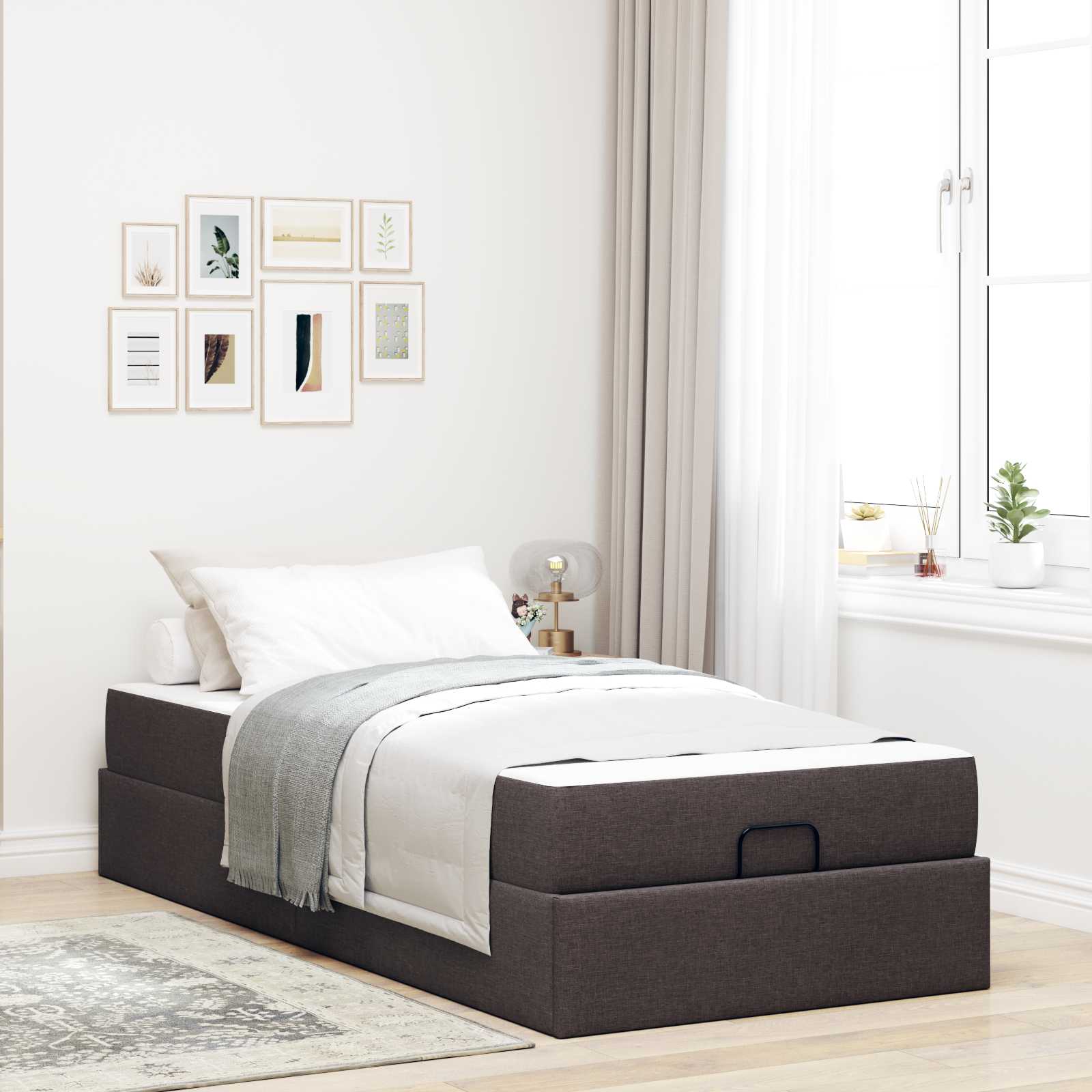 Estructura de cama con colchón 2 pcs Canela tela | Leroy Merlin
