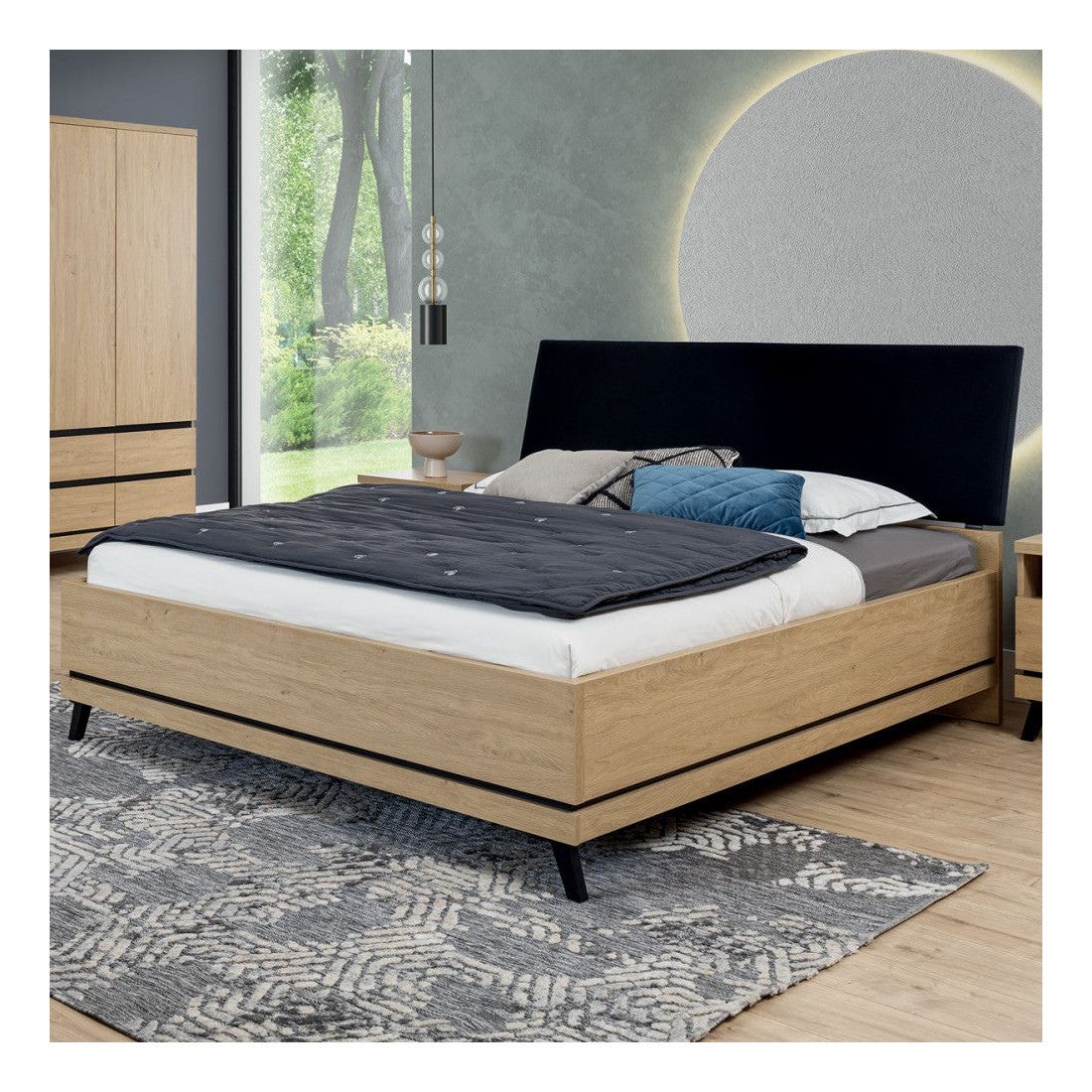 Cadre + Tête de lit 160x200 cm Chêne naturel - POZNAN | Leroy Merlin