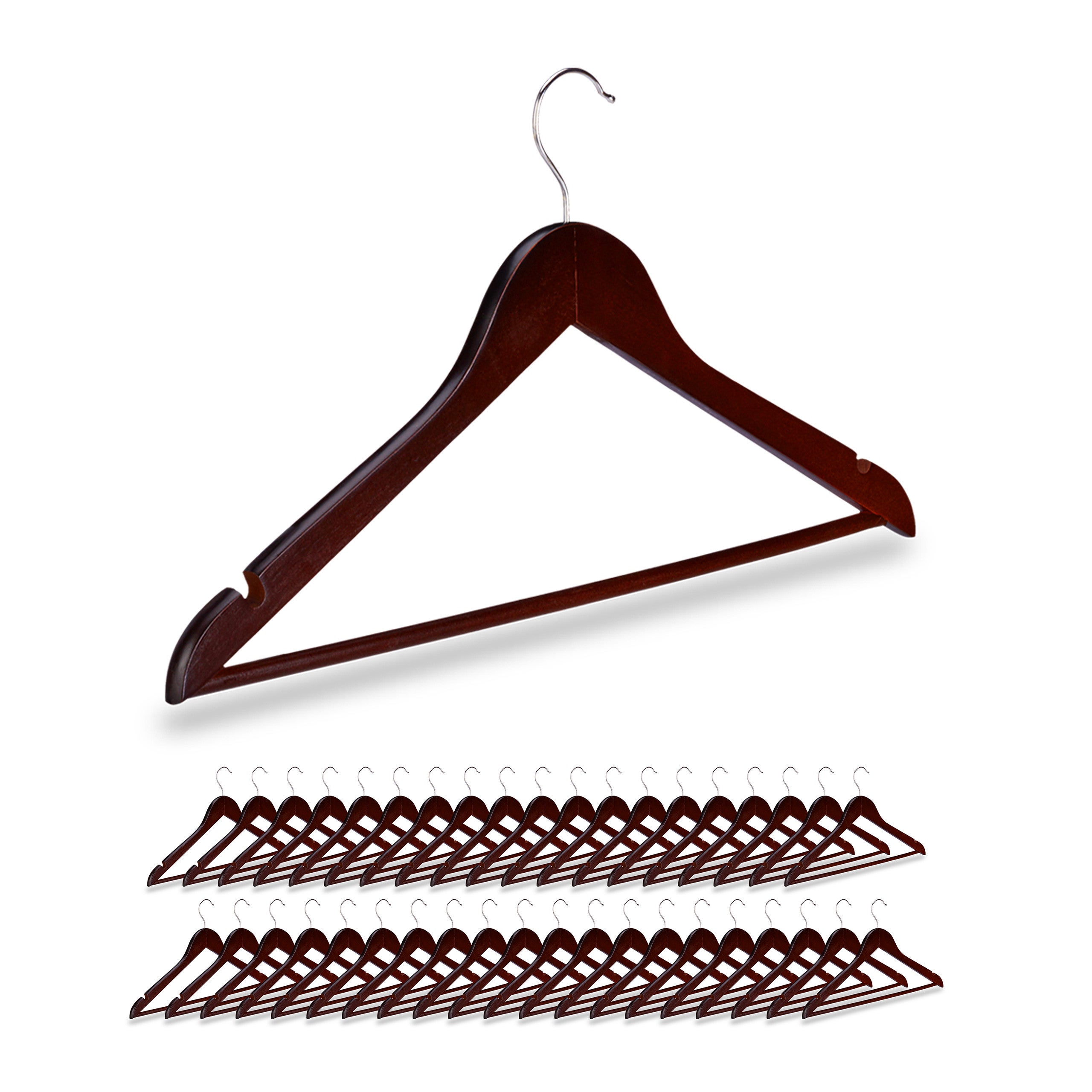 Pack 40 Perchas Ropa con Gancho Giratorio, Madera, Marrón, 44,5 cm de ...