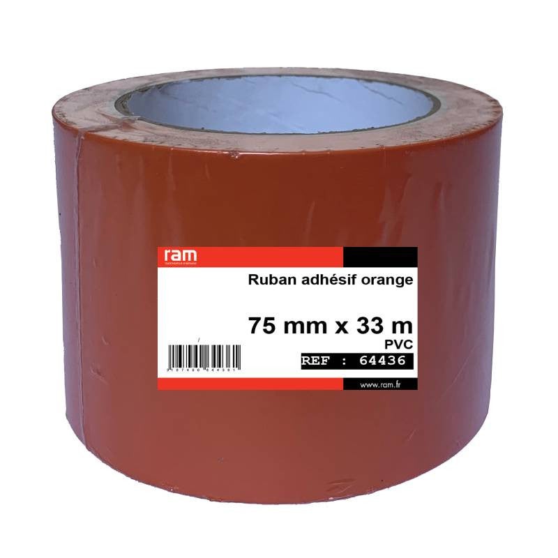 Ruban adhésif multiusages RAM - PVC - 75mm x 33m - Orange | Bricoman