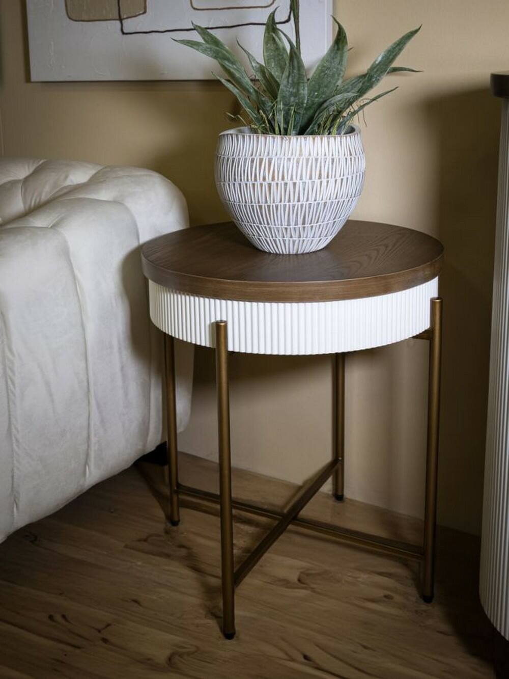 Table basse Bormio, Table basse, Porte-revues pour canapé, Etagère de salon, Blanc et marron ...