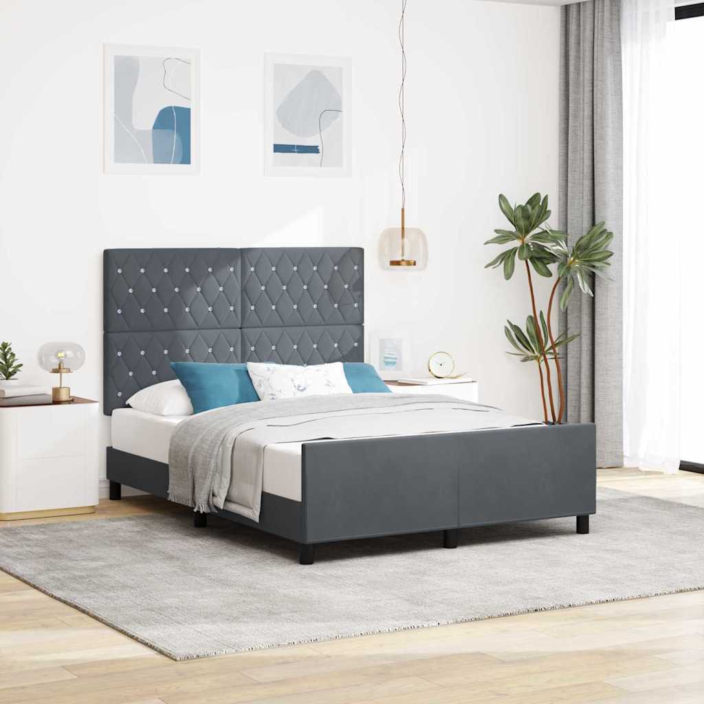 Cama tipo Box Spring Gris oscuro 160 x 200 cm Terciopelo | Leroy Merlin