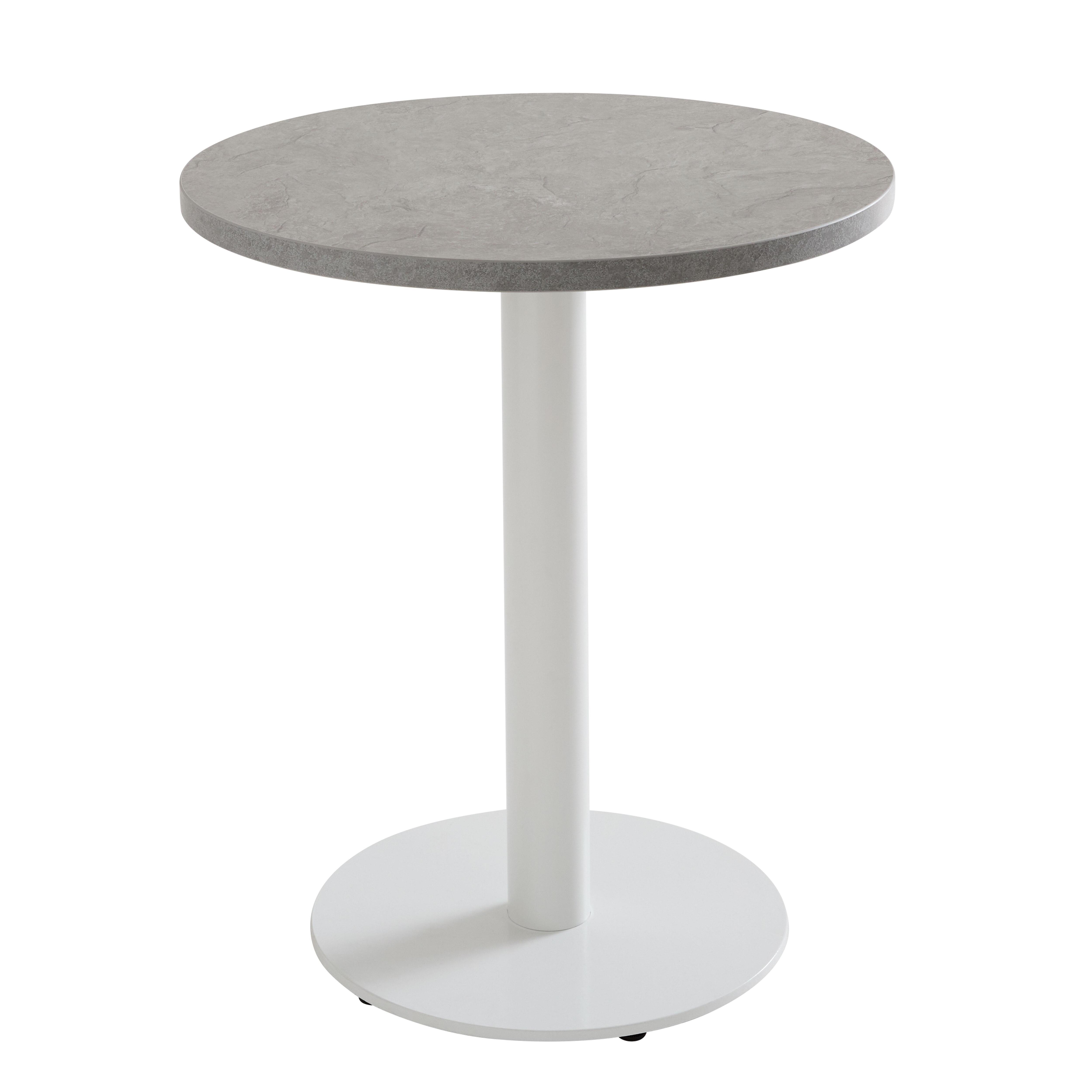 Tavolo 60 cm piede bianco e rivestimento in cemento grigio chiaro ...