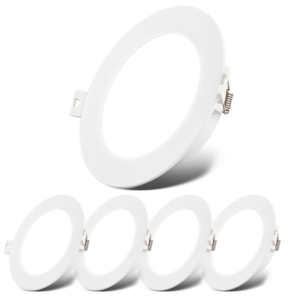 B.K.Licht Lot de 5 spots LED encastrables 230V, IP20, extra plat, lumière blanche neutre 4000K ...