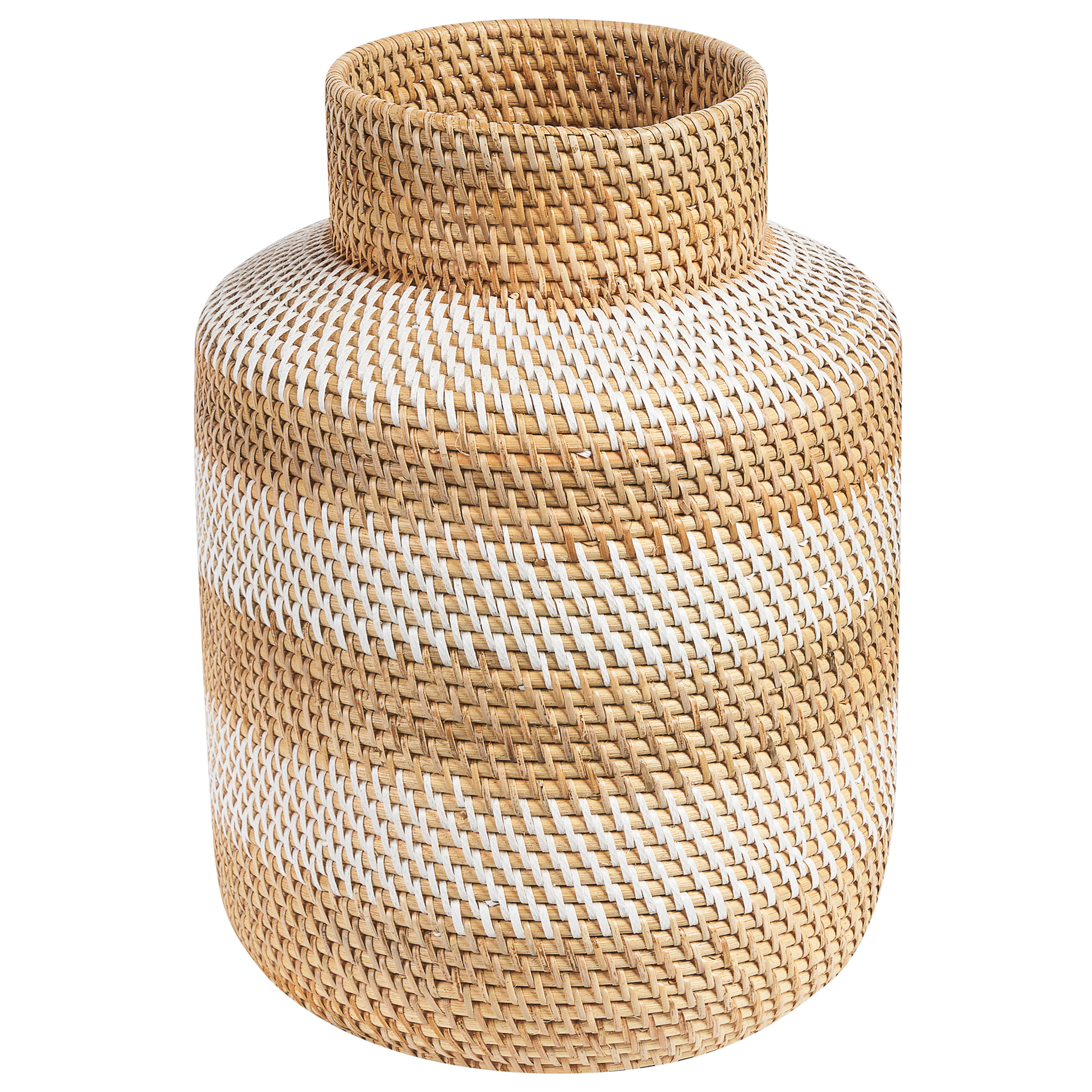 Vase Décoratif Beige et Blanc en Rotin Tressé Style Naturel Accessoire ...