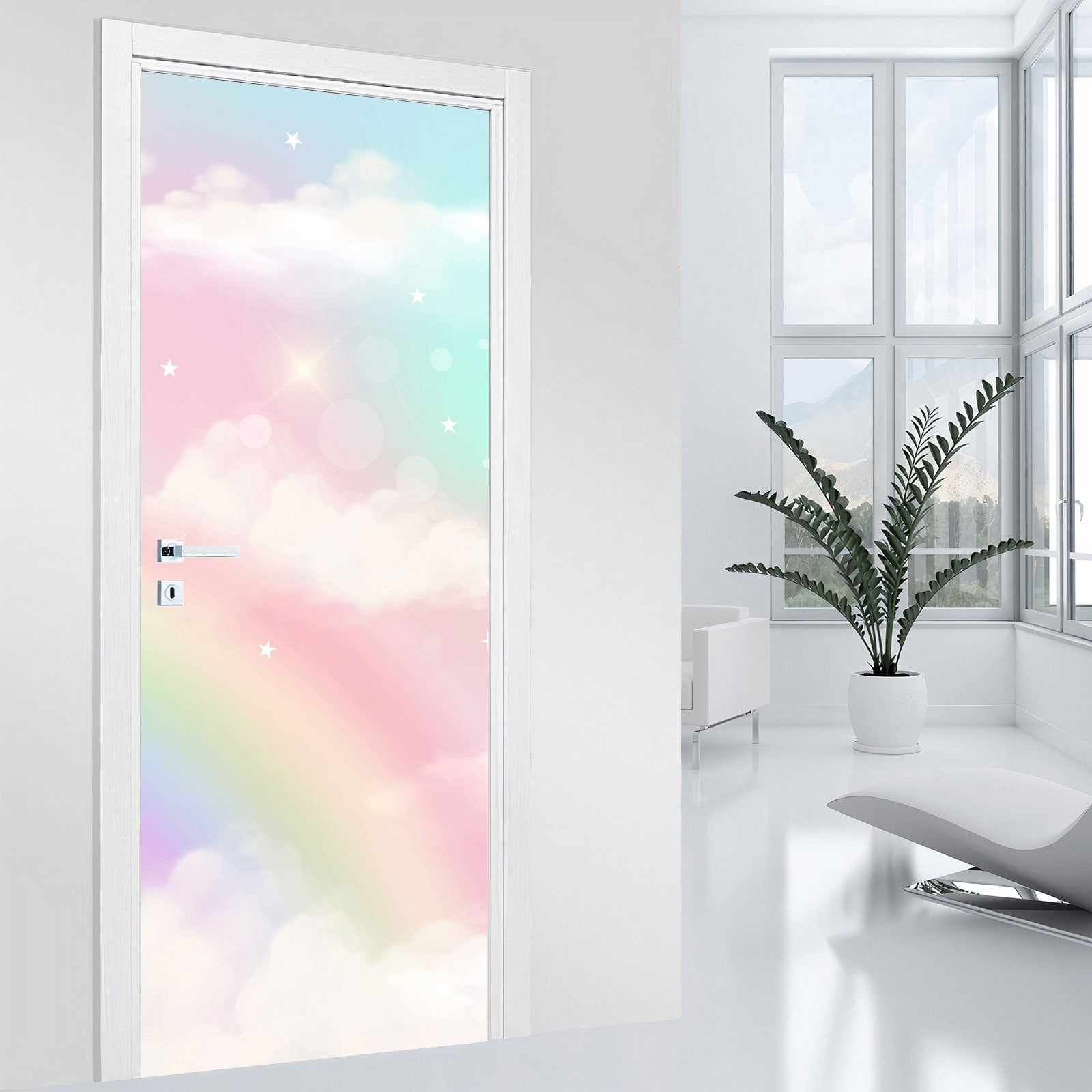 Vinilo Adhesivo Para Puerta Arcoíris Adhesivo Protección Del