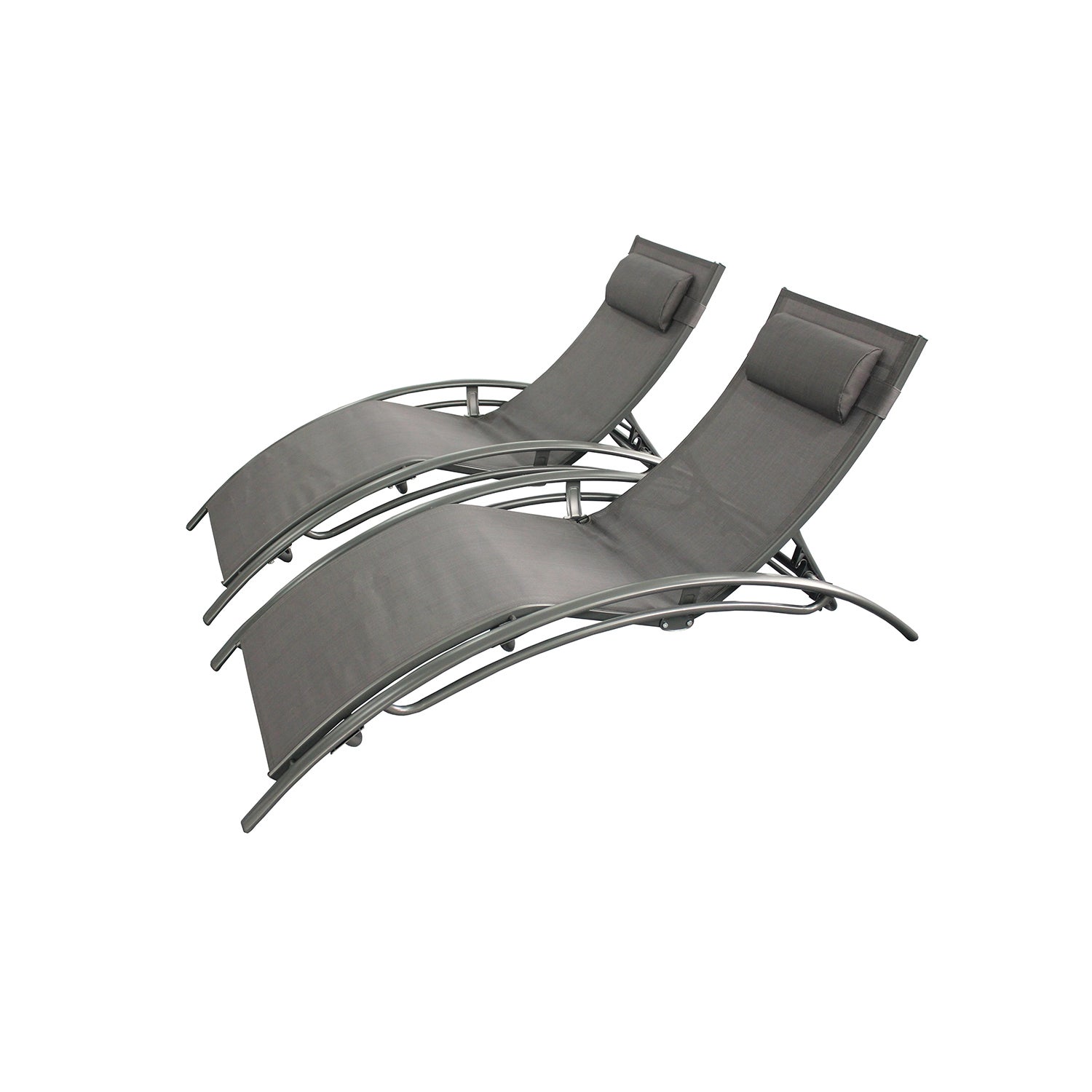 Limea Transat Gris ajustable et empilable 2 pièces avec pieds acier ...
