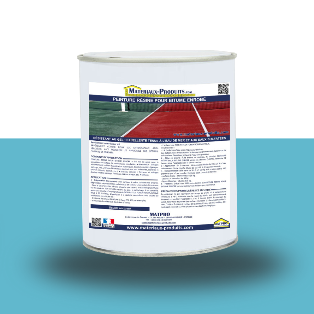 Peinture résine pour bitume enrobé Tonnelet de 36 Kg Bleu Clair RAL 220 ...