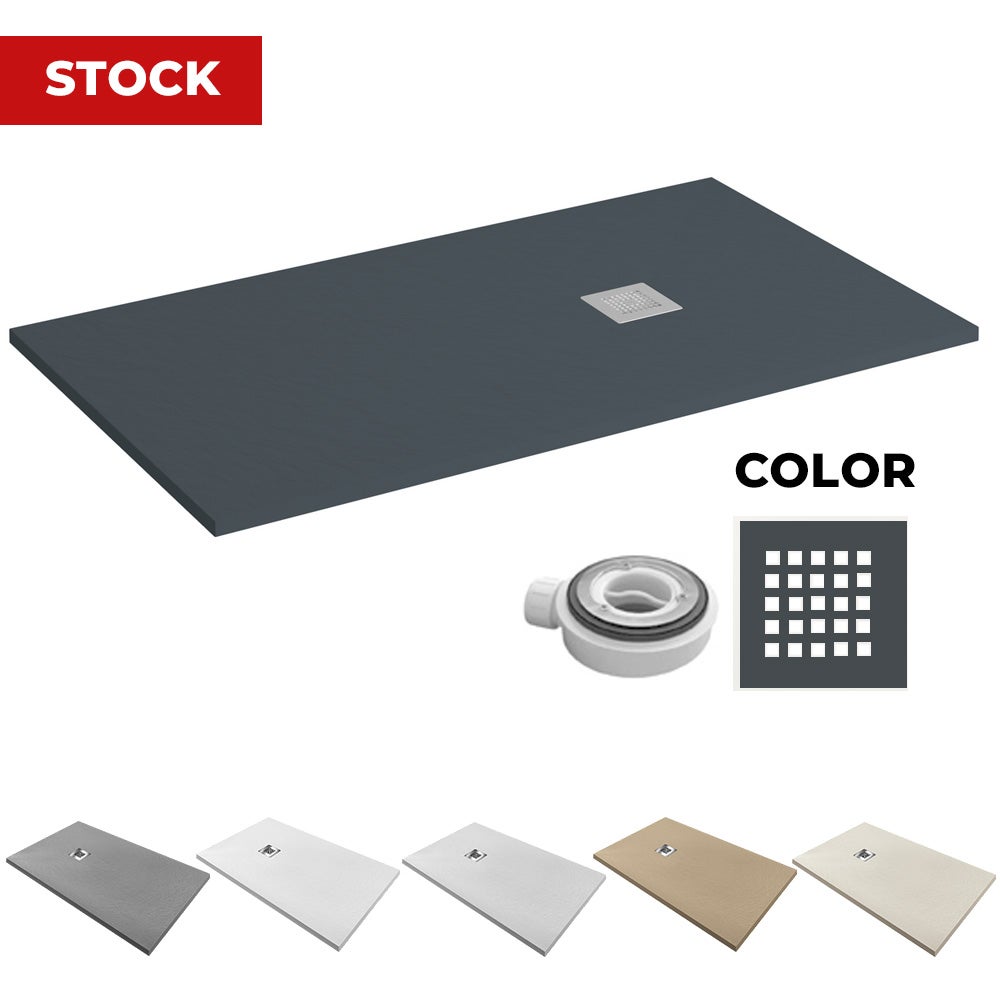 Plato de Ducha de Resina Antideslizante | Válvula + Rejilla de Color ...