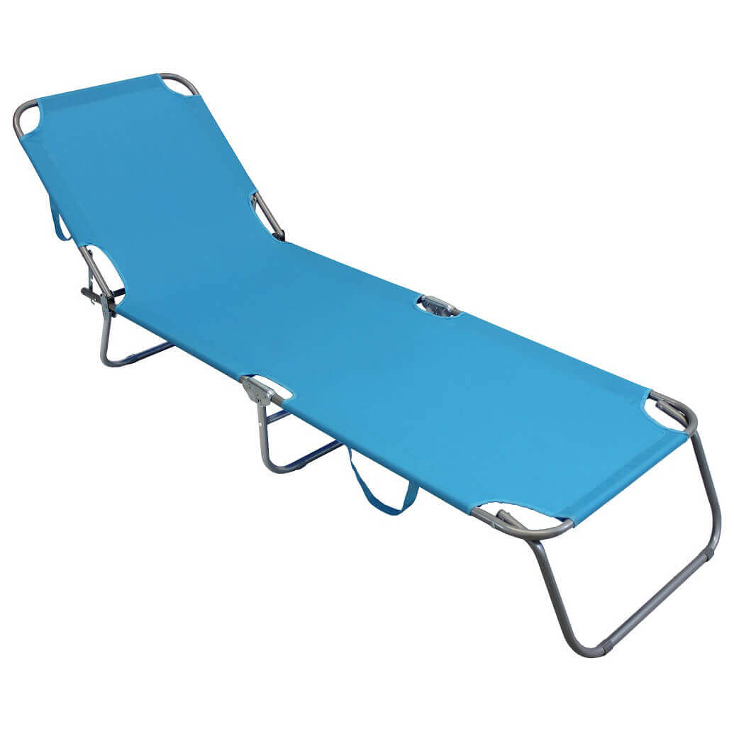 Lit de camp inclinable pliable mer jardin camping Acapulco bleu clair ...