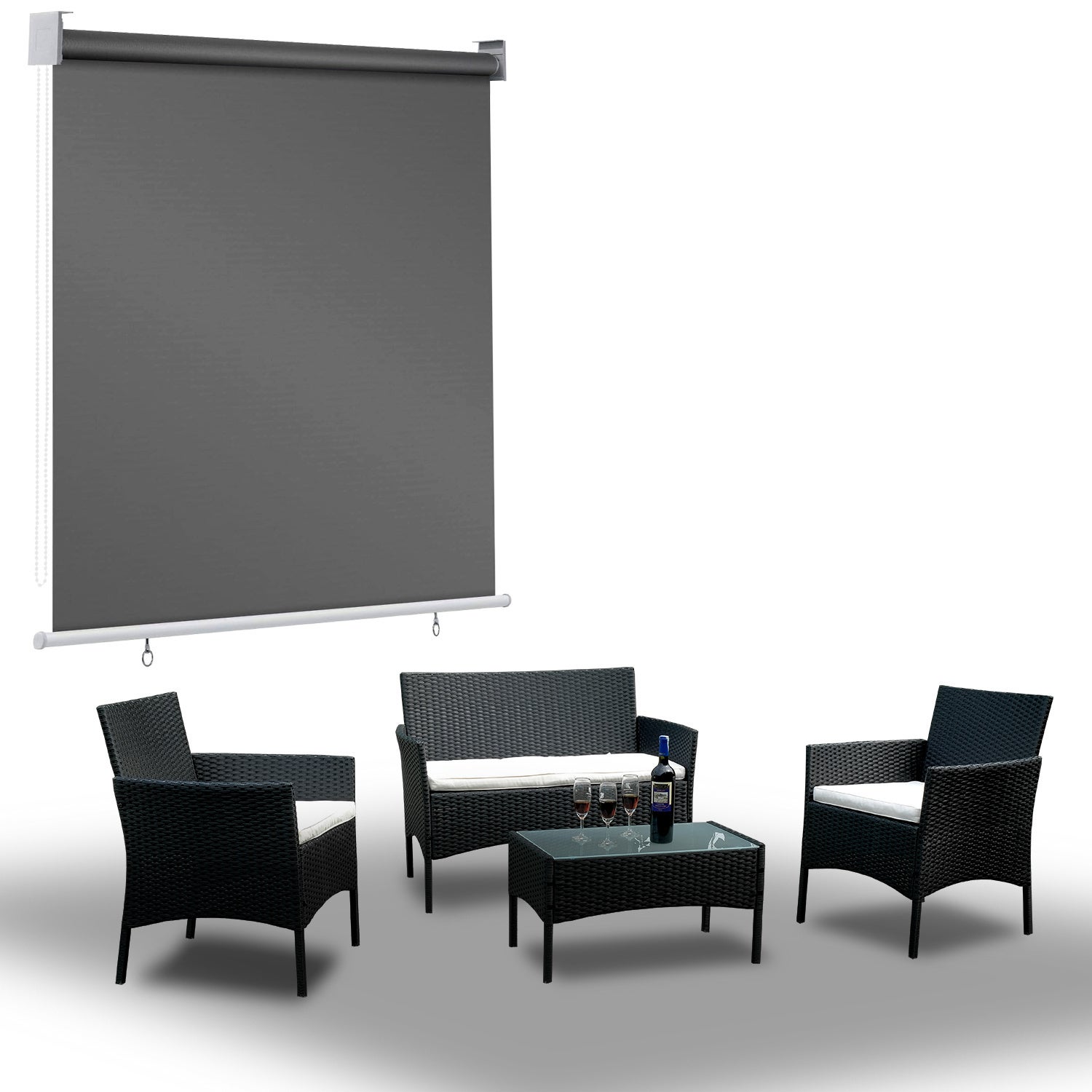 2x Estor Vertical Exterior 160x240 cm para Balcón y Terraza Protección ...