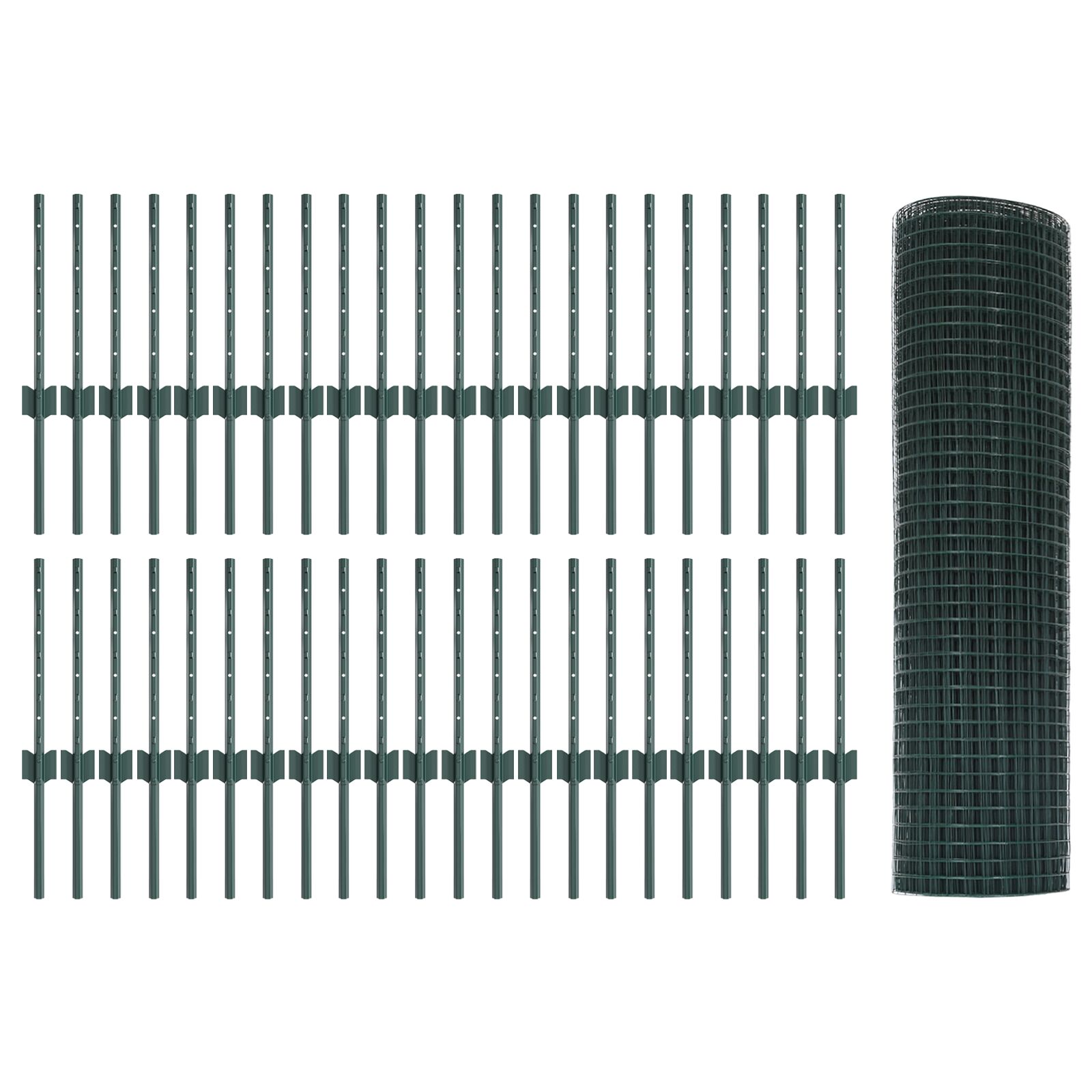 Cerca de Malla Soldada con 44 Poste U Verde 0.4x100 m Acero CFW9221617 ...