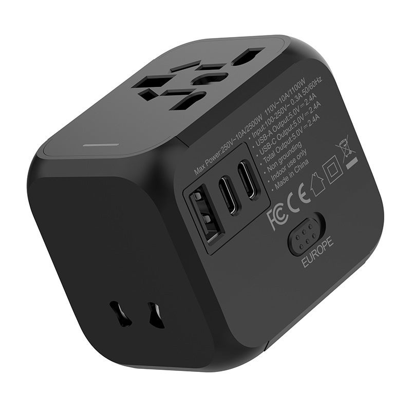 Adapter podróżny z 1 USB i 2 Type-C, uniwersalny adapter wtyczkowy z ...