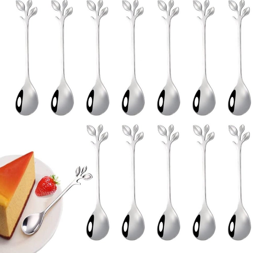 12 cucharillas de café de hoja de acero inoxidable, mini cucharilla de ...