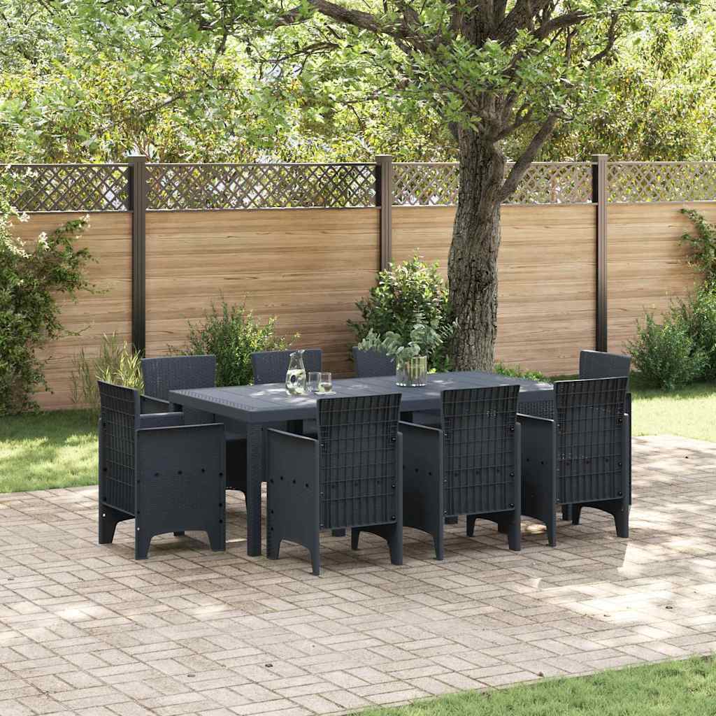 Conjunto de Comedor de Jardín 9 pcs Antracita Ratan Polt | Leroy Merlin