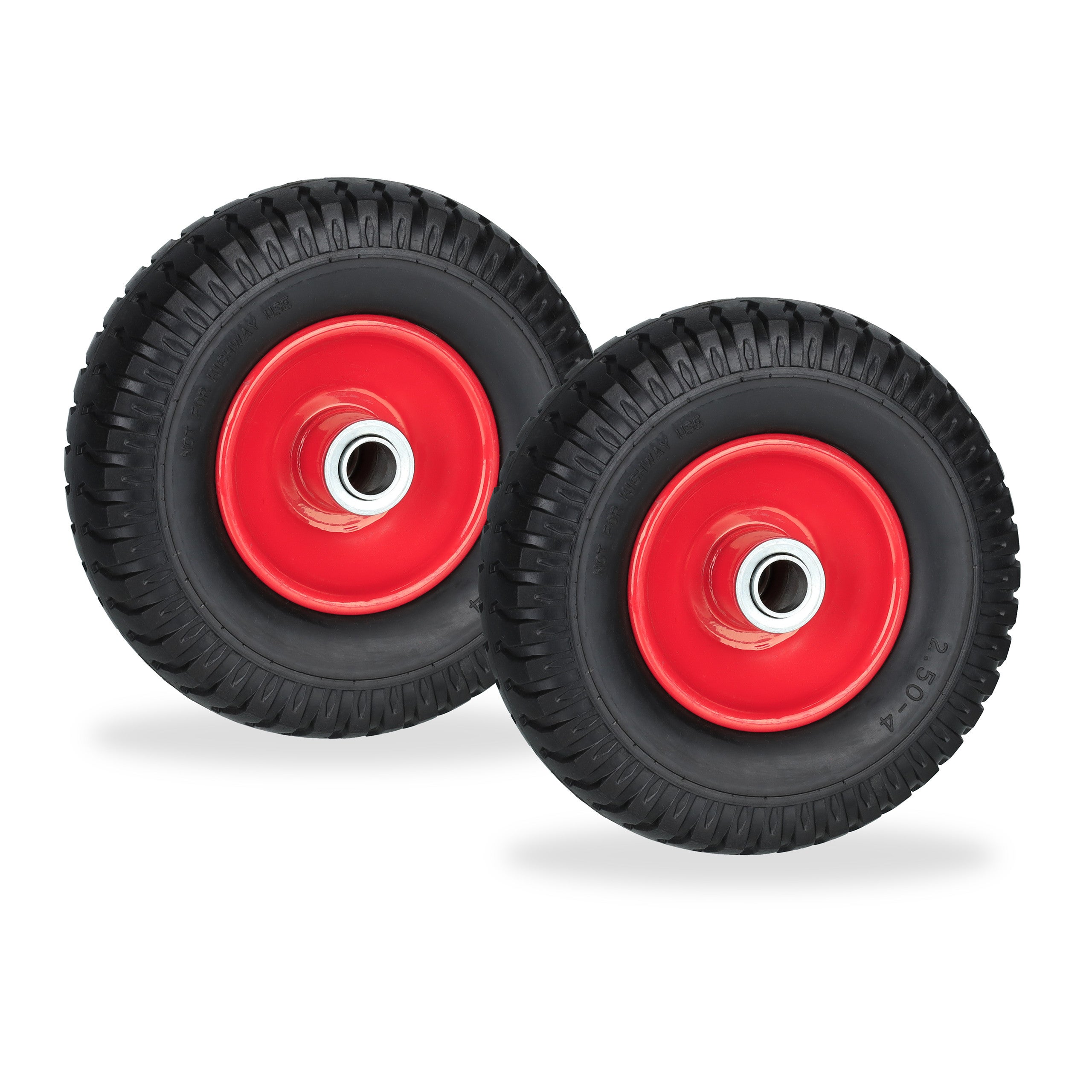 Relaxdays Roue de brouette 2.50-4, lot 2, pneu caoutchouc, jante en ...