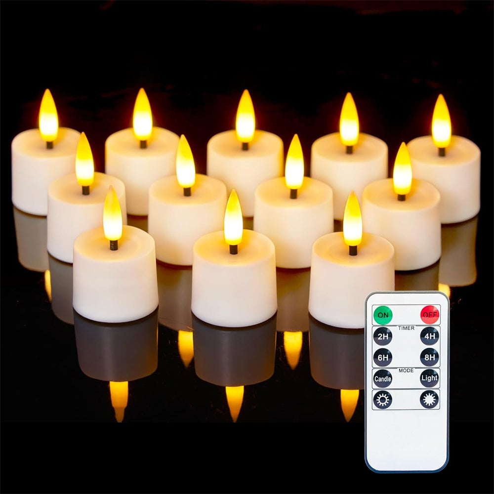 Vela LED blanca recargable de doce compartimentos con control remoto ...