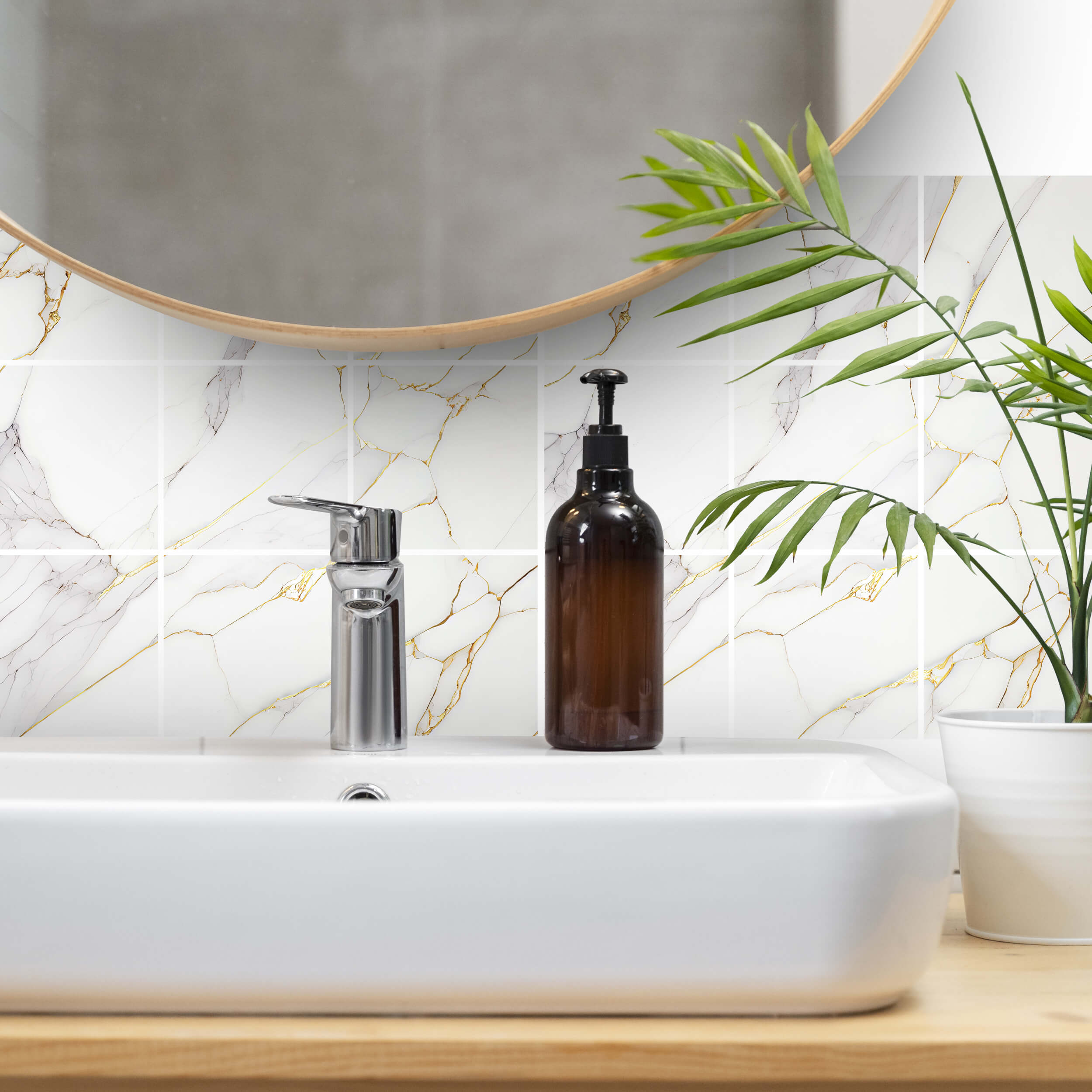 Stickers carrelage effet mabre 10X10cm -Kit de 60 | Leroy Merlin