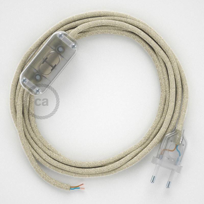 Creative cables - Cordon pour lampe, câble RN01 Lin Naturel Neutre 1,80 ...