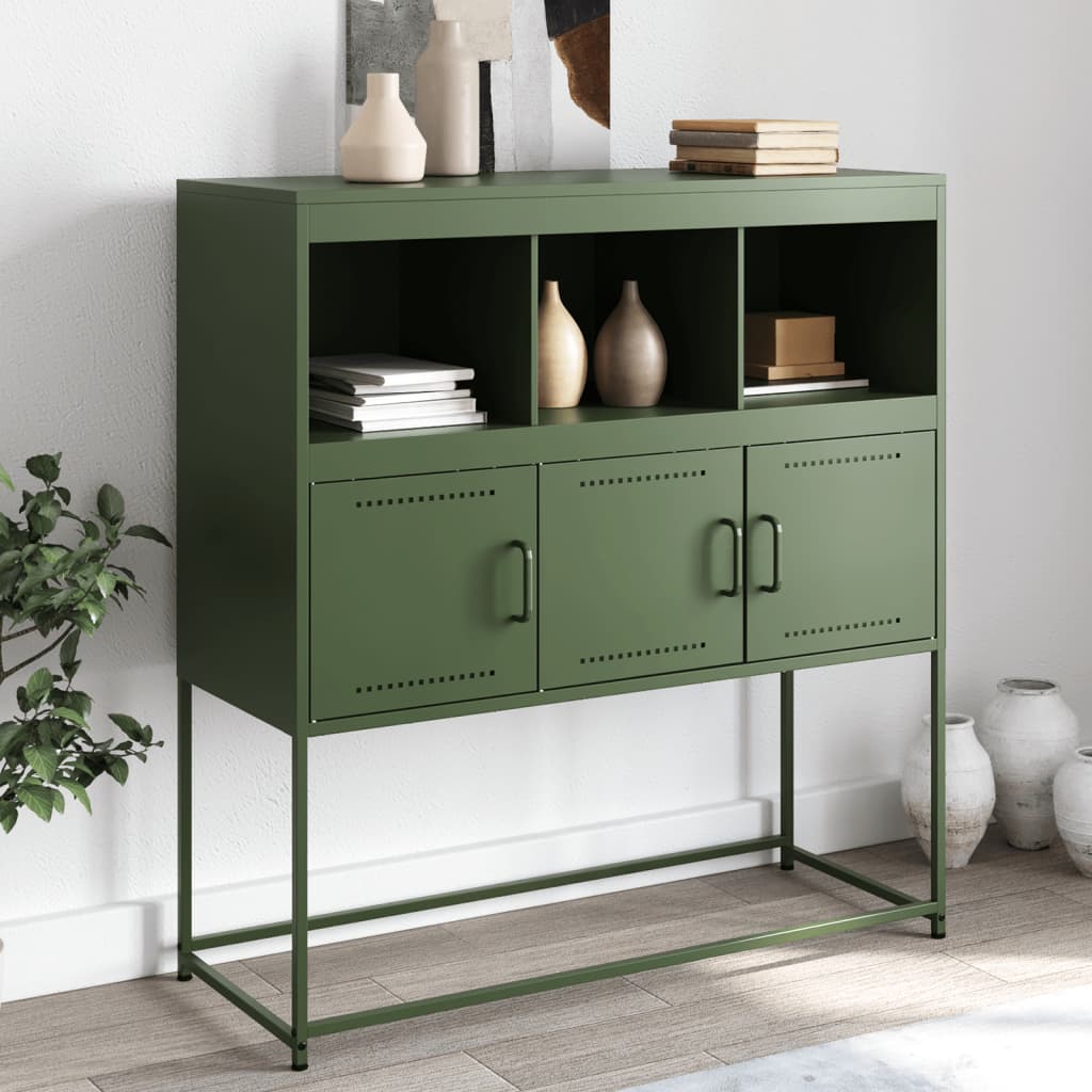 Buffet vert olive 100,5x39x107 cm acier vidaXL | Leroy Merlin