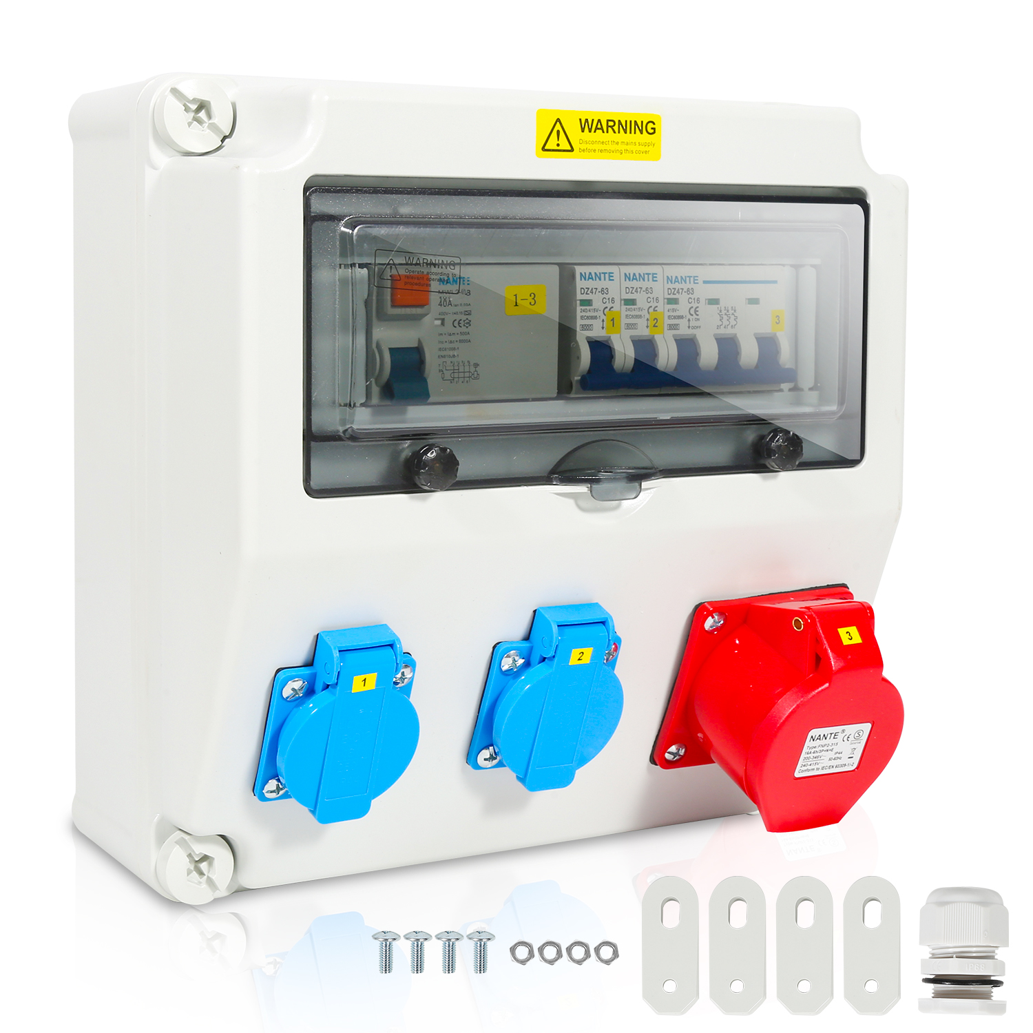 Coffret De Chantier distributeur de courant mural avec disjoncteur et FI, répartiteur électrique ...